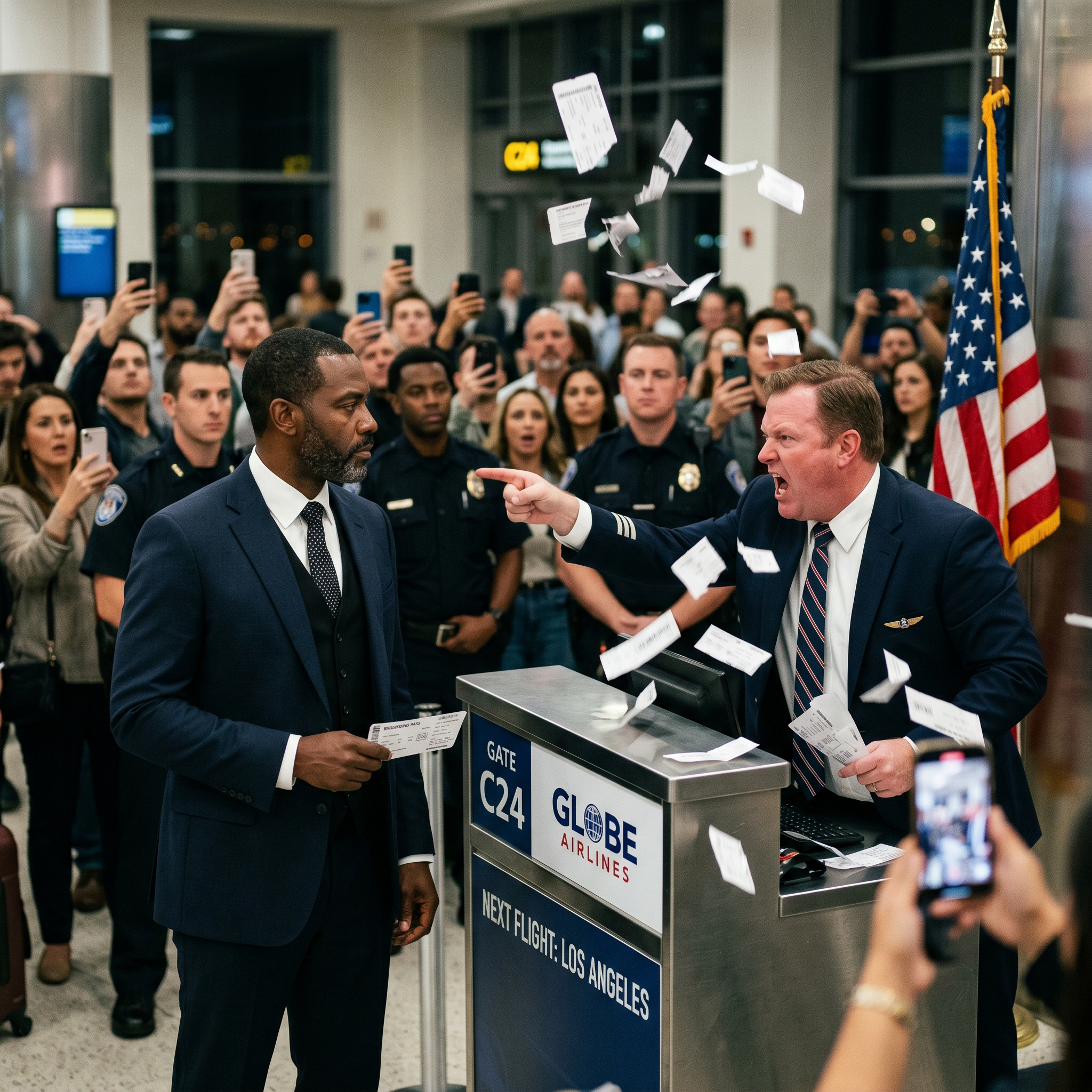 The gate agent smirked as he ripped my first-class ticket in half. He ...
